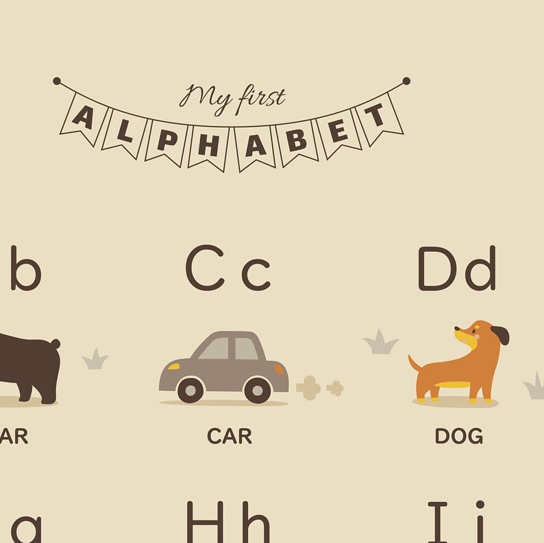 Alphabet Chart Beige, PRINTABLE Educational Poster, DIGITAL DOWNLOAD ...