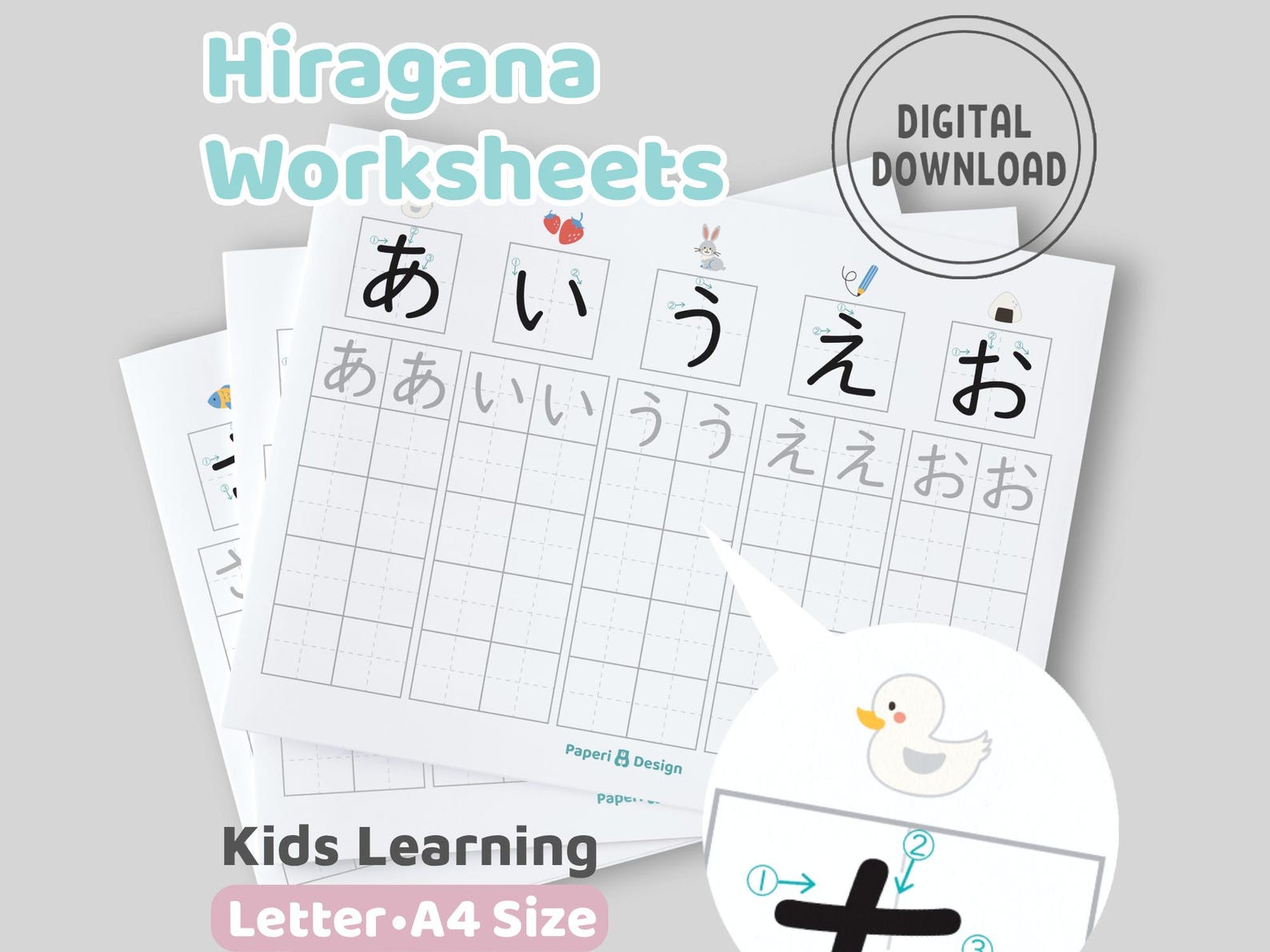 Hiragana Writing Practice Worksheets, Japanese Alphabet Tracing ...