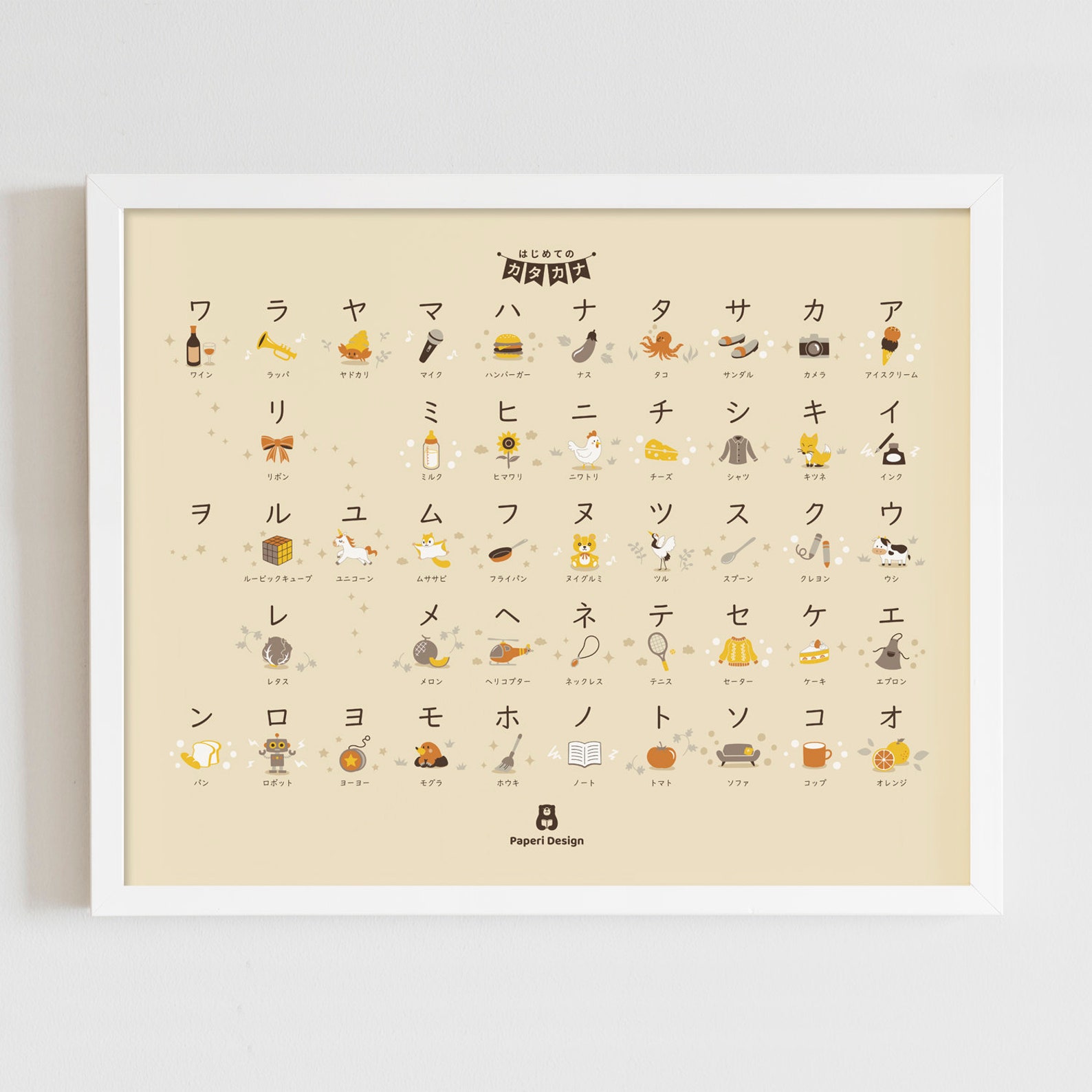 Katakana Chart Print 16x20in, Educational Katakana Poster, Japanese ...