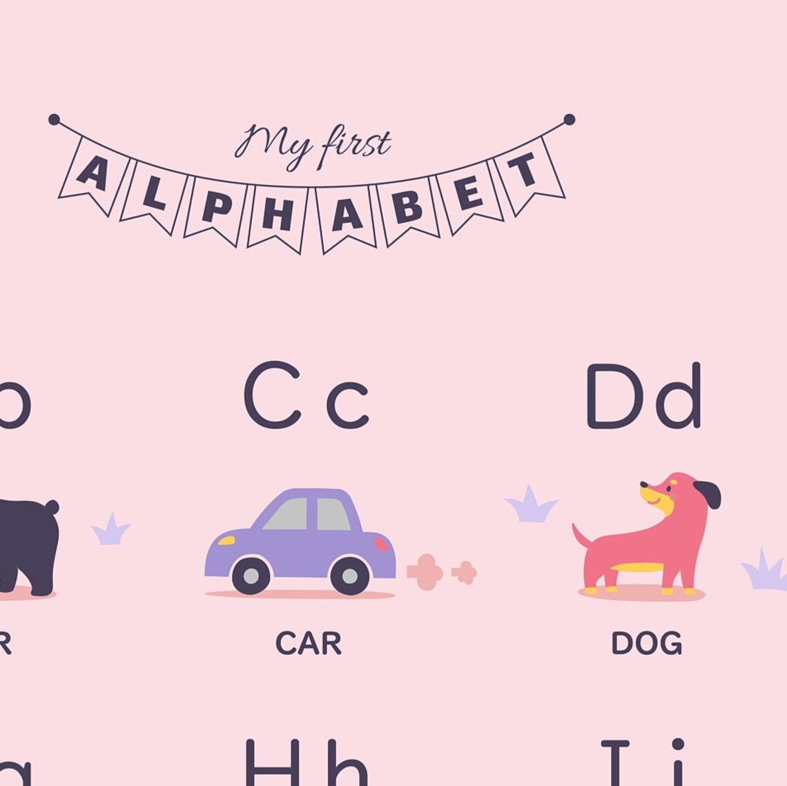 Alphabet Chart Pink, PRINTABLE Educational Poster, DIGITAL DOWNLOAD ...