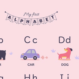 Alphabet Chart Pink, PRINTABLE Educational Poster, DIGITAL DOWNLOAD ...