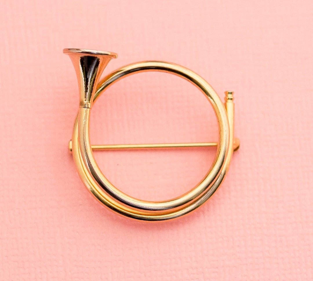 Vintage Round Trumpet Brooch | Spiral Trumpet | Gold Tone Brooch | H7 ...