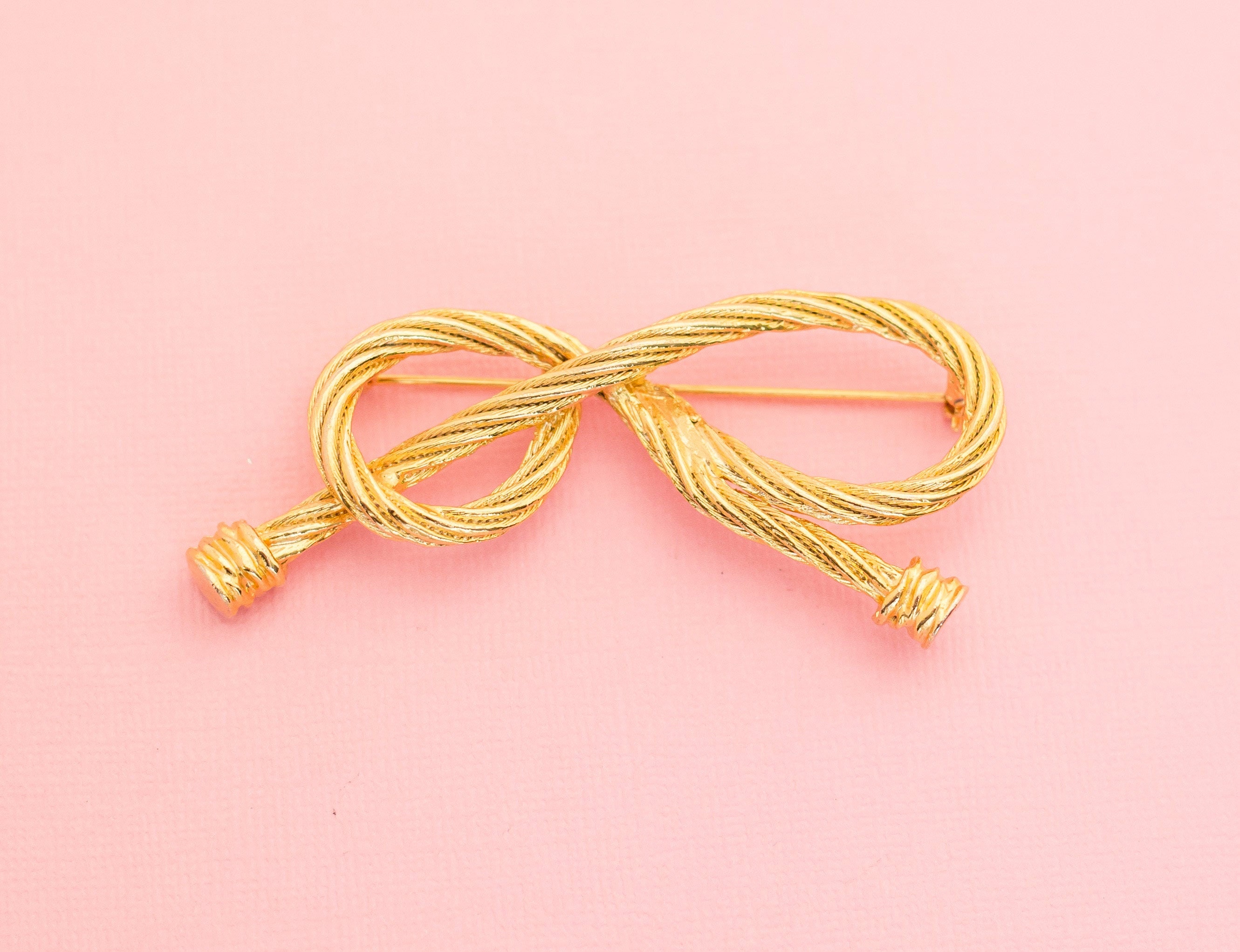 Broche de cuerda de cinta vintage / Cinta de tono dorado / Broche de ...