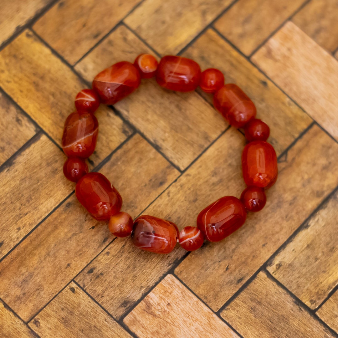 Vintage Bohemian Red Faux Ruby Stones Beaded Bracelet 6 1/2 Inch H32 - Etsy