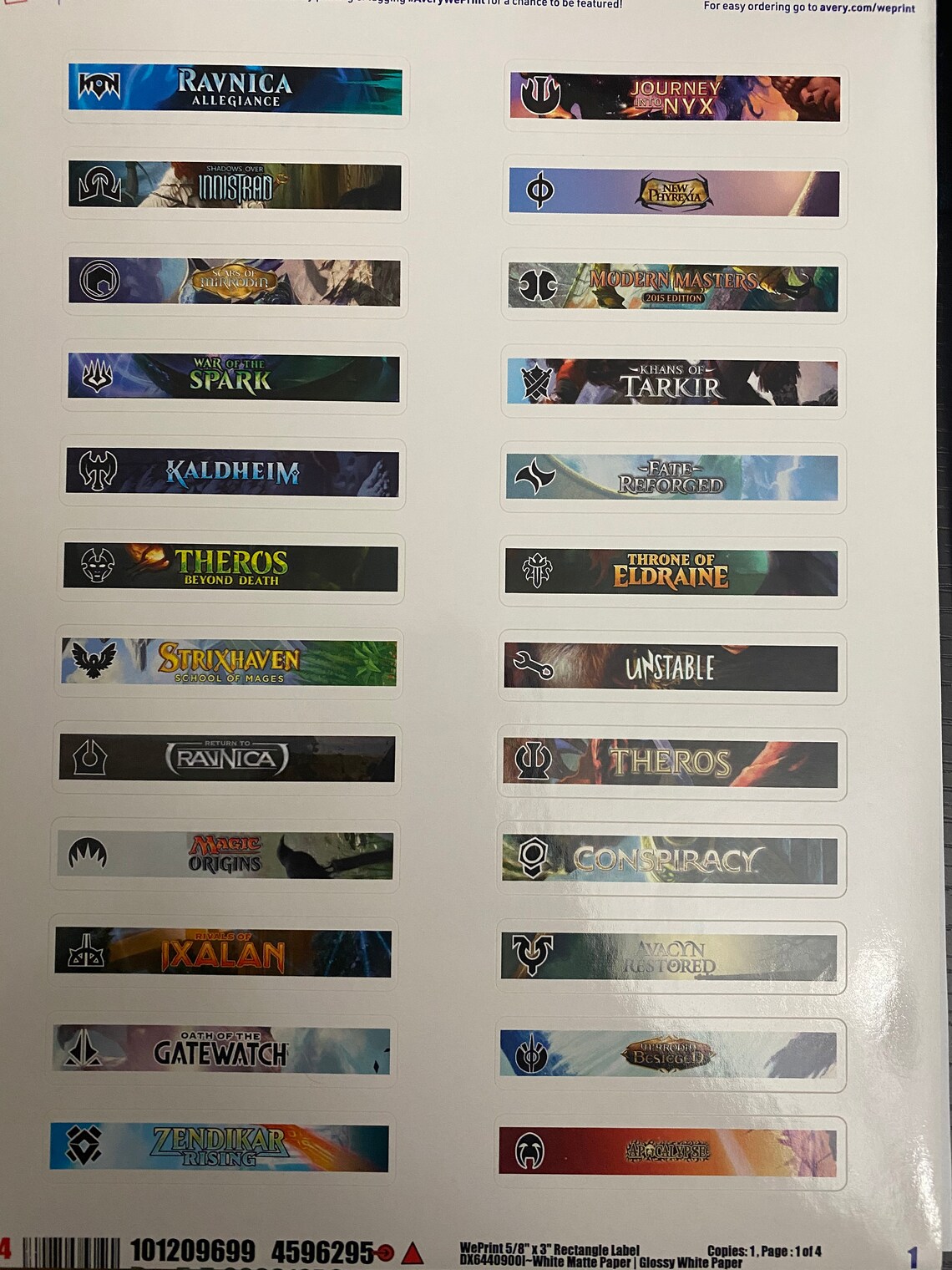Magic the Gathering Binder Labels | Etsy