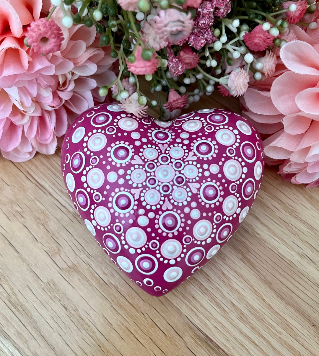 Mandala Handmade, Hand Painted Large Chubby Heart. - Etsy