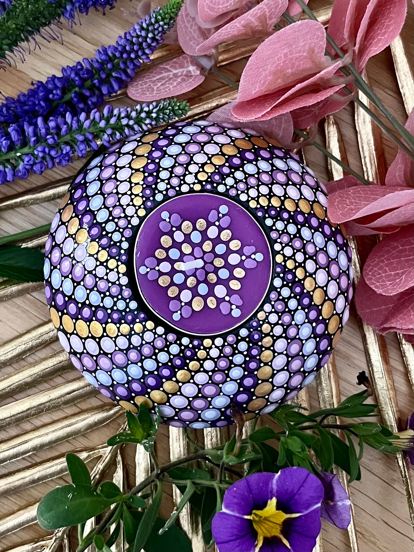 Mandala Handmade Hand Painted Round Tea Light Holder With - Etsy
