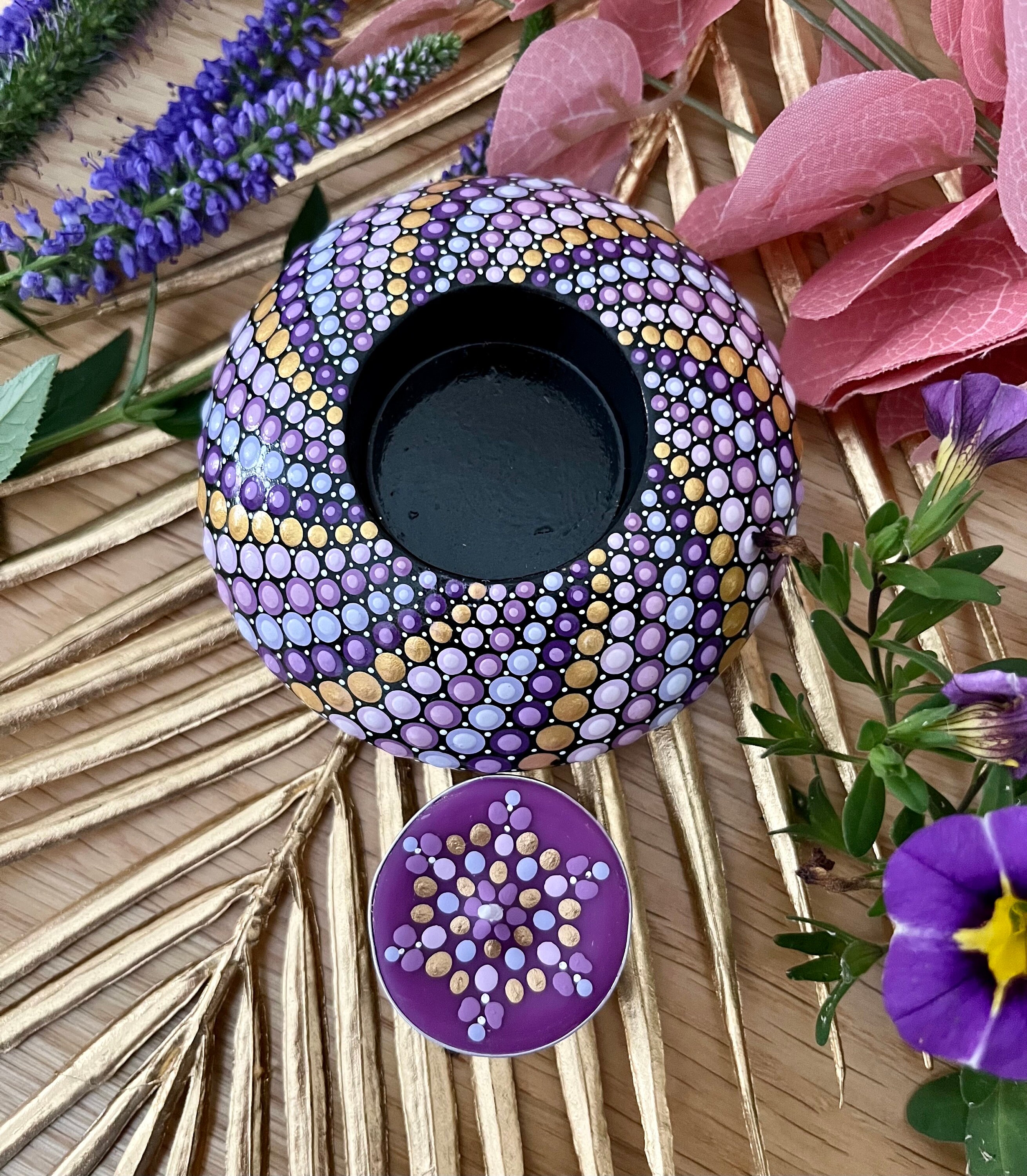 Mandala Handmade Hand Painted Round Tea Light Holder With - Etsy