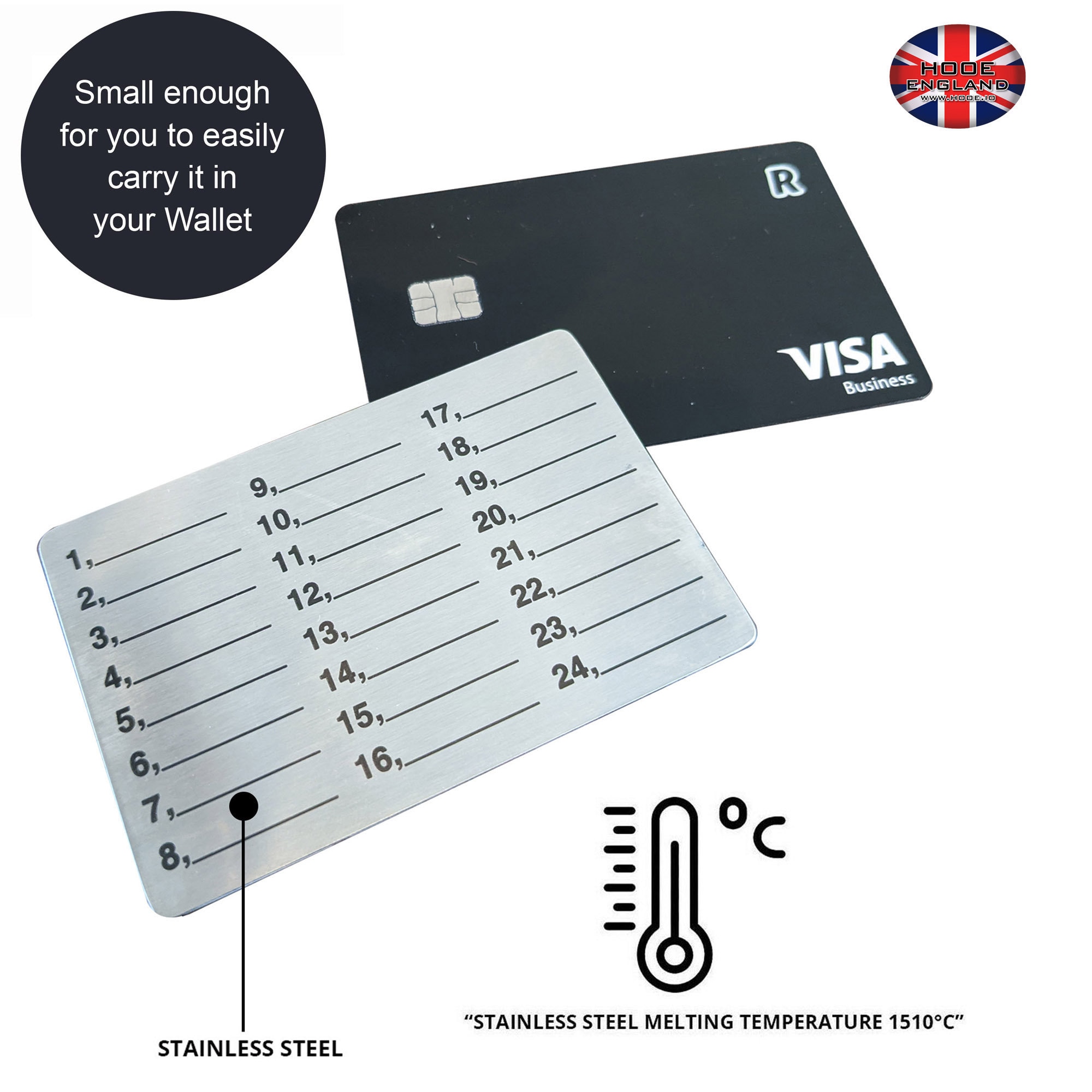 Cold Storage Crypto Card Wallet Mnemonic Seed Offline Hardware Steel ...