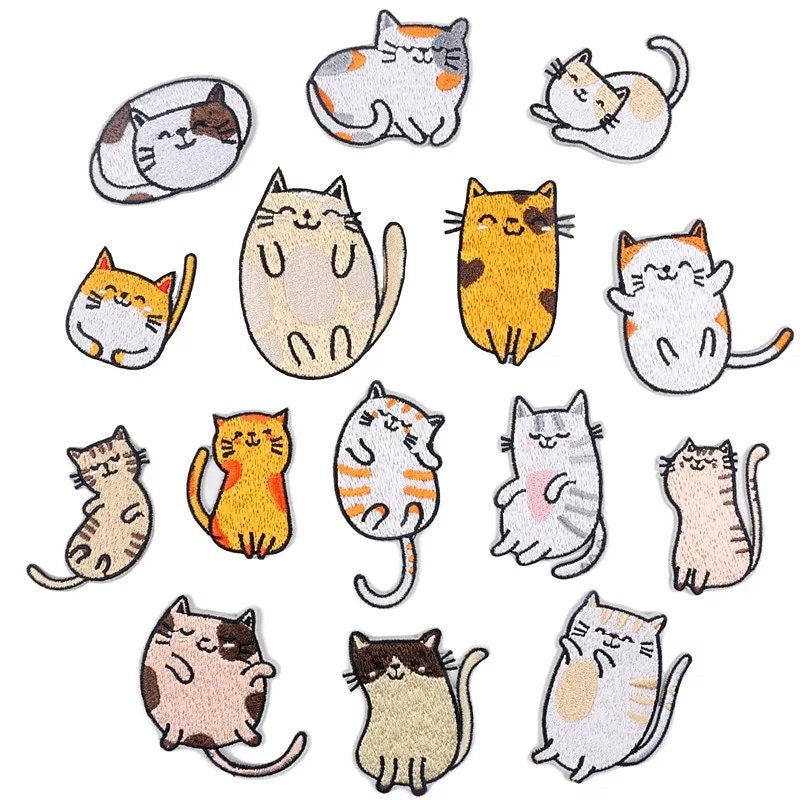 CATS Iron On/sew on Embroidered Patches, Kids, Animal, Kitten, Children ...