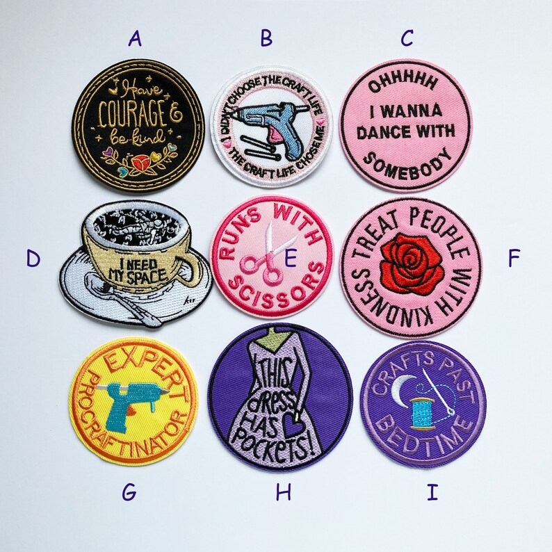 Round Popular Patches 6 DIFFERENT DESIGNS Embroidered Sew on / | Etsy UK