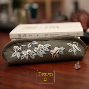 Floral Embroidery Kit, Pencil Case, Make up Bag, Sewing, Complete Kit ...