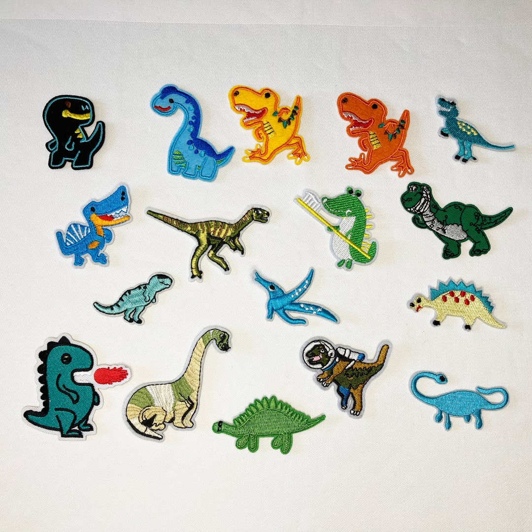 Dinosaur Iron On/sew on Embroidered Patches, Kids, Animal, Monster, Children, Badge, Embroidered ...