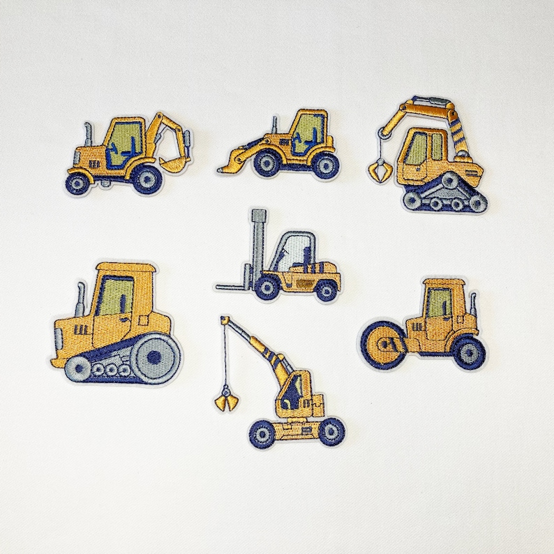 Construction Iron On/sew on Embroidered Patches Kids Digger - Etsy