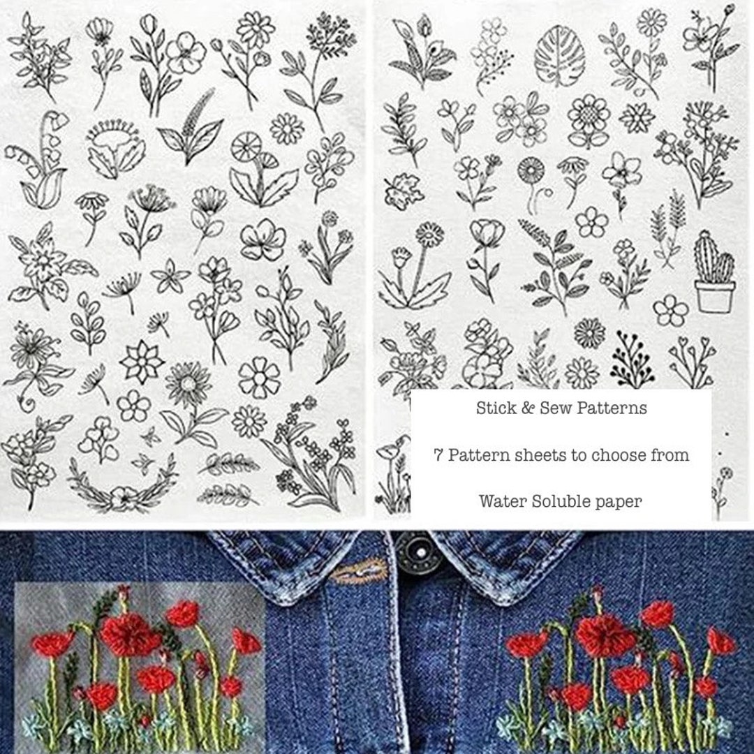 A5 Size Daisy Floral Stick & Stitch Patterns, Alphabet . Embroidery ...