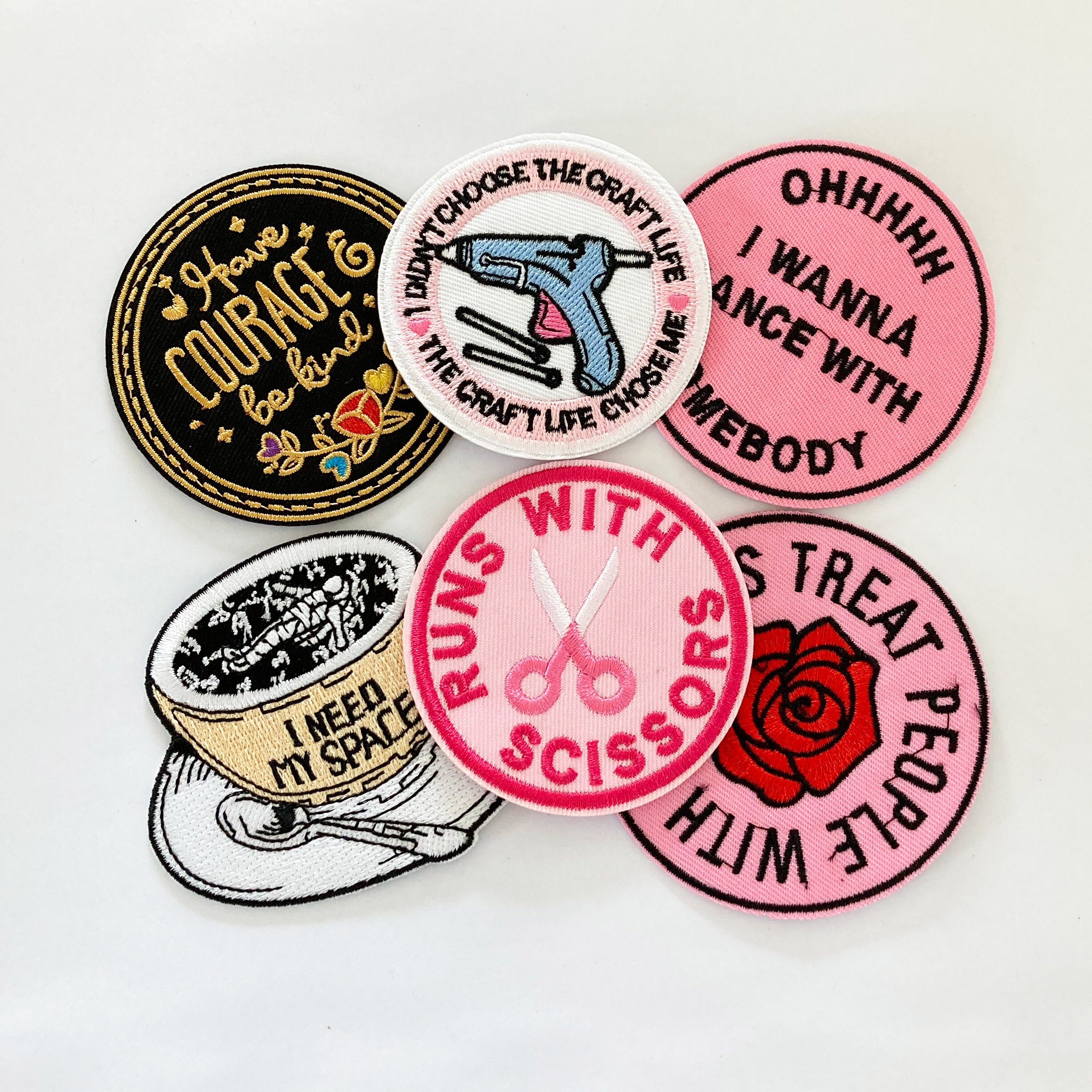 Round Popular Patches 6 DIFFERENT DESIGNS Embroidered Sew on / | Etsy