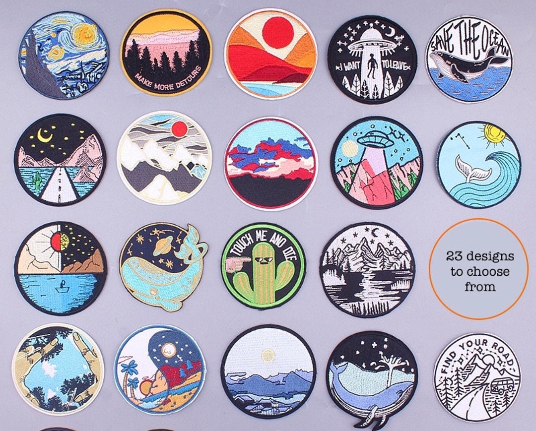 Round Popular Patches 23 DESIGNS to Choose From. Embroidered Sew on ...