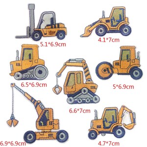Construction Iron On/sew on Embroidered Patches, Kids, Digger, Crane ...