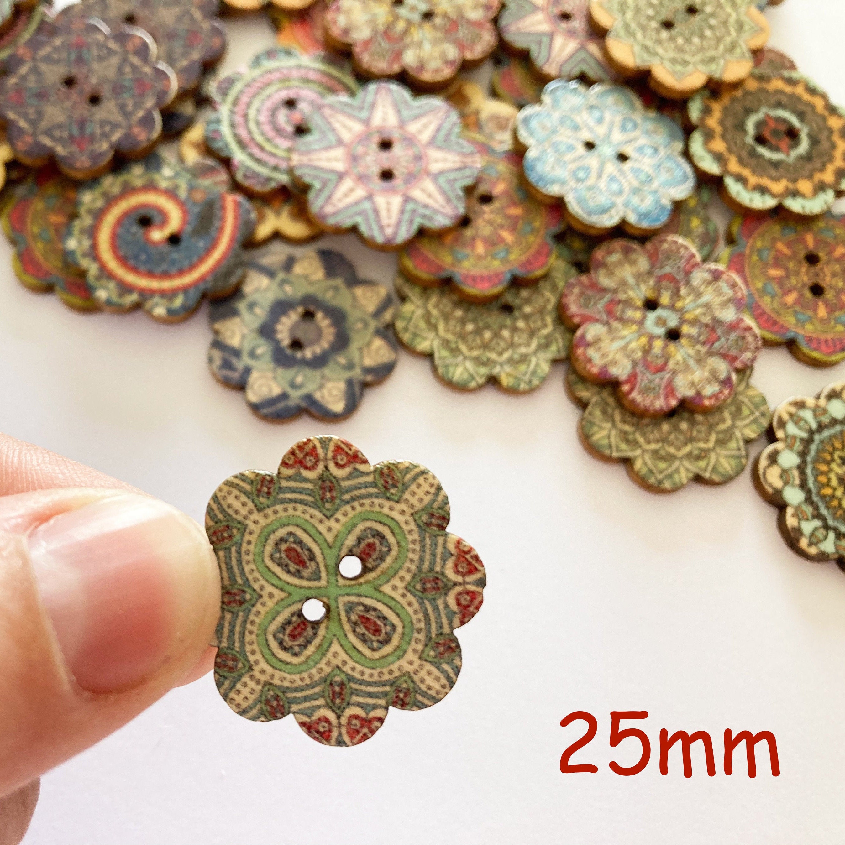Natural Wooden Buttons Pack of 10 20mm or 25mm Random Mix - Etsy UK