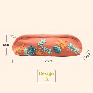 Floral Embroidery Kit, Pencil Case, Make up Bag, Sewing, Complete Kit ...