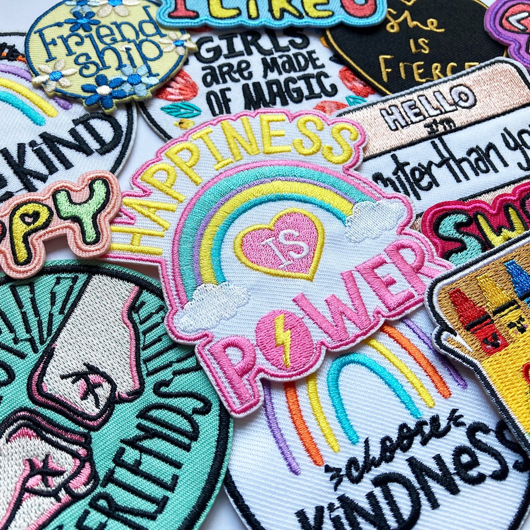 Cute Funny Iron on Patches - Happiness, Love, Friendship, Friends ...