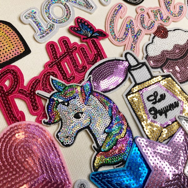 Sequin Love Patches - Etsy