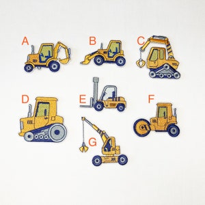 Construction Iron On/sew on Embroidered Patches, Kids, Digger, Crane, Roller, Children, Badge ...