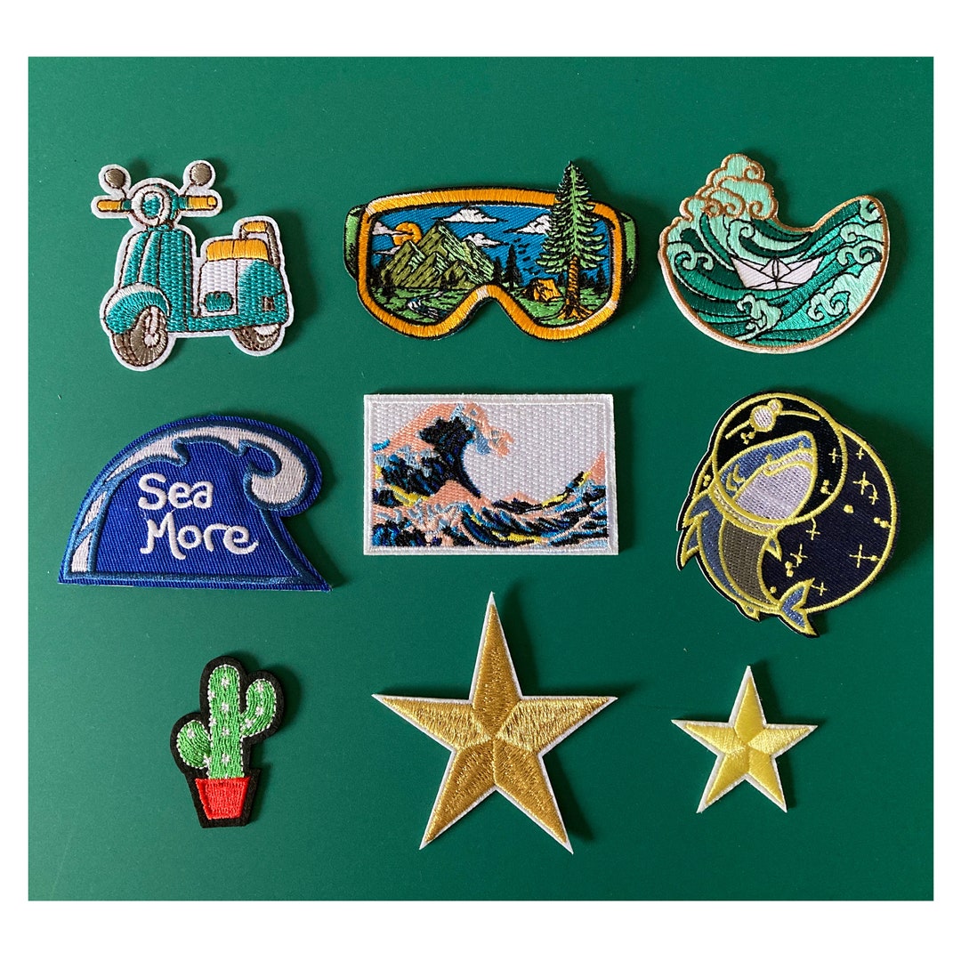 Sea & Travel Patches, Embroidered Sew on / Iron On, Biker Nature Patch ...