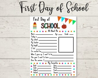 First Day of School Interview, Back to School Printable, Worksheet ...