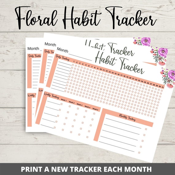 Printable Floral Habit Tracker - Etsy