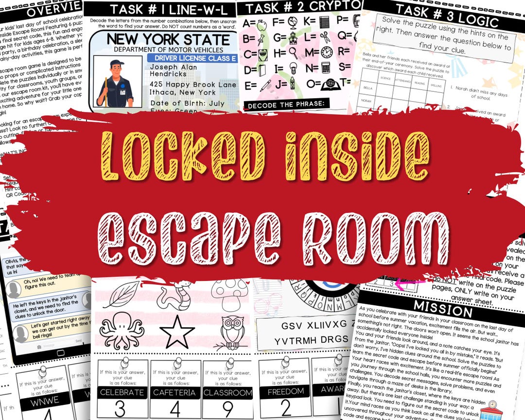 Last Day of School Escape Room, Printable Escape Room Kit, Instant ...