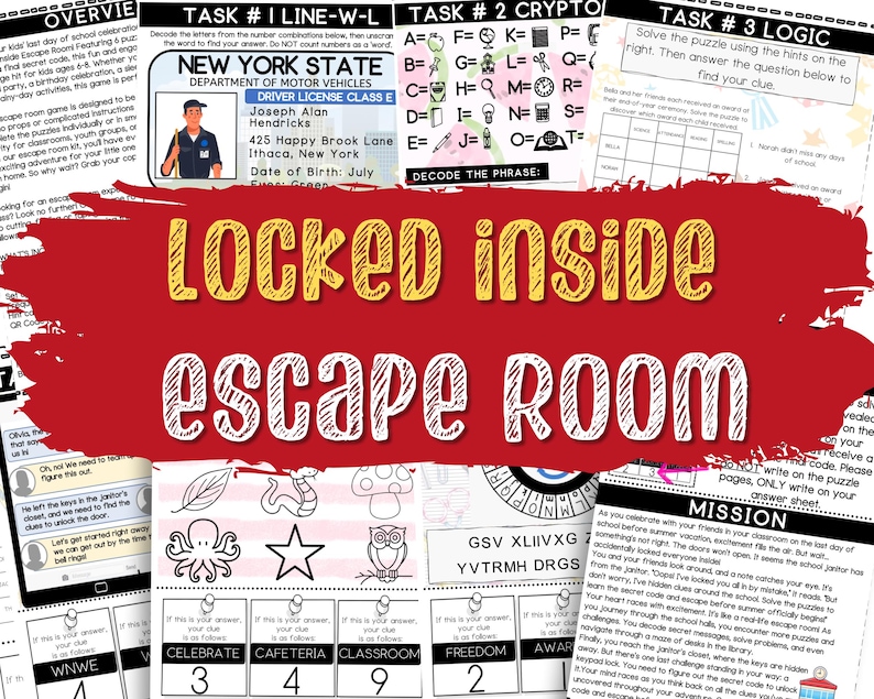 Last Day of School Escape Room, Printable Escape Room Kit, Instant ...
