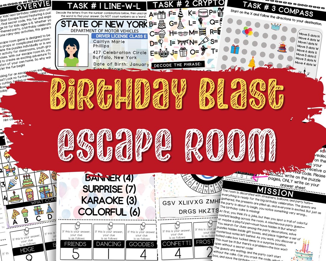 Kids Birthday Escape Room Kit, No Prep Party Game (printable Download ...
