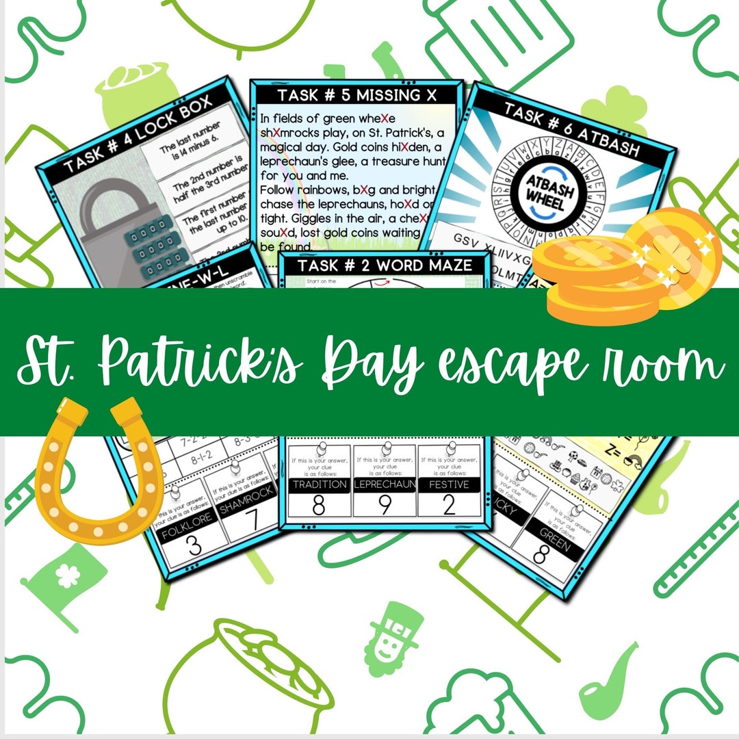 St. Patrick's Day Escape Room, Kids St. Patrick's Day Game, Escape Room ...