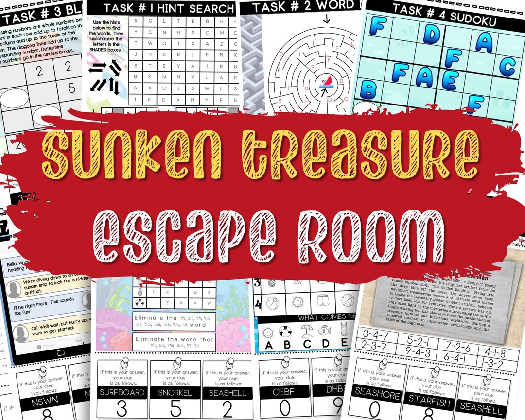 Beach Adventure Escape Room, Printable Escape Room Kit, Instant ...