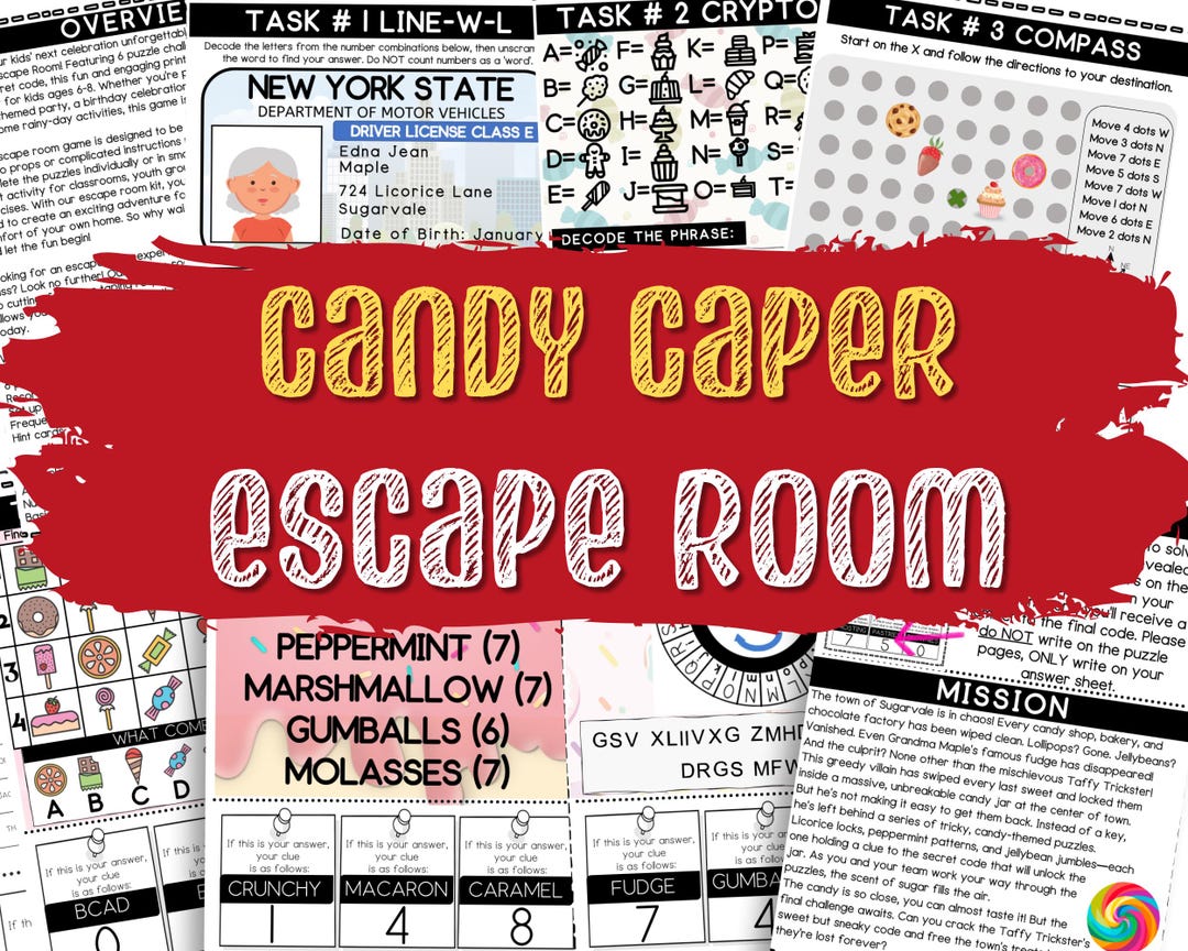 Kids Candy Escape Room, Printable Escape Room Kit, Instant Download ...