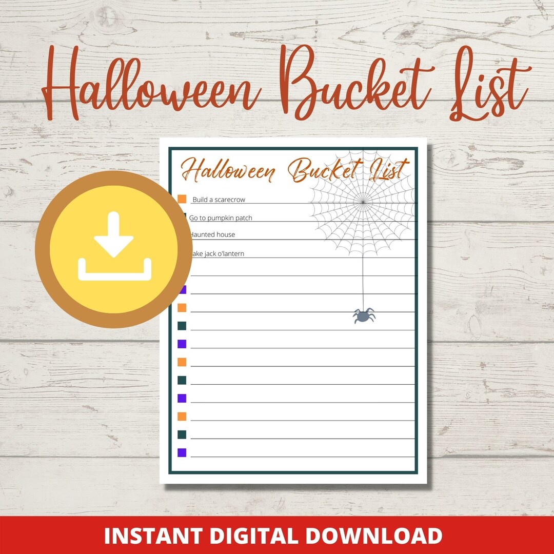 Printable Blank Halloween Bucket List/halloween Fun Activities - Etsy