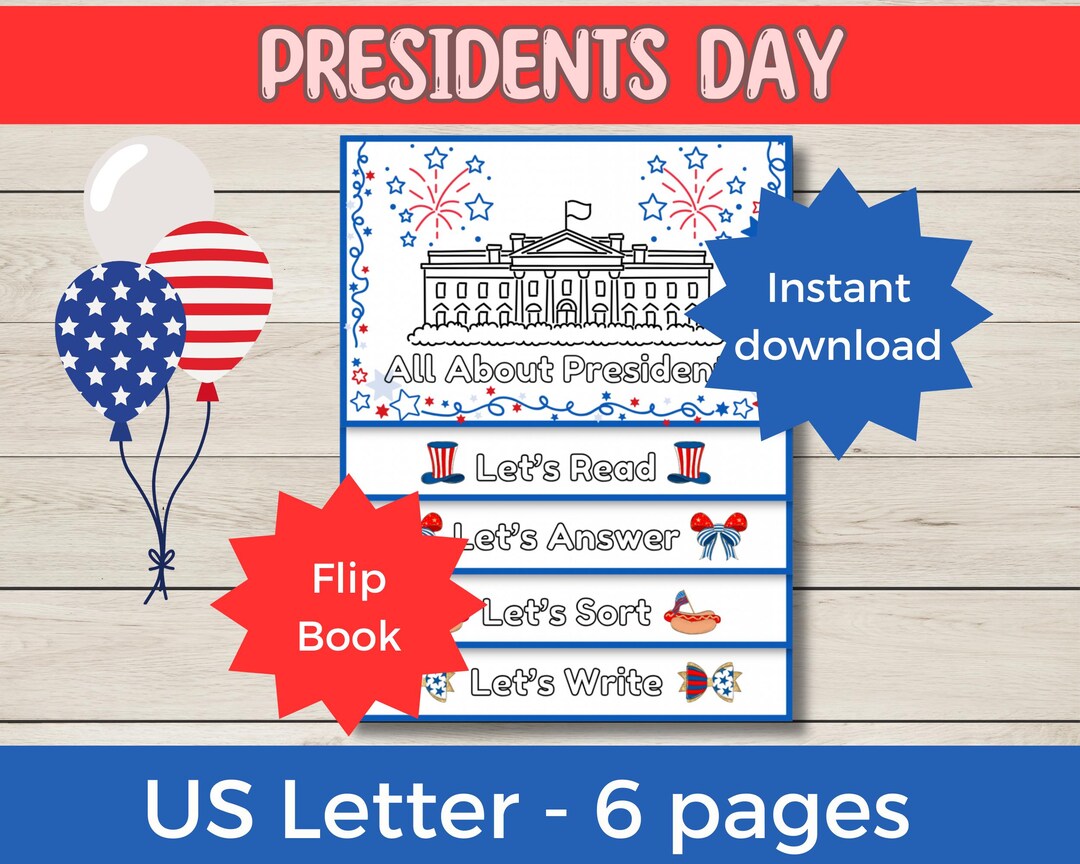 Kids Printable Presidents’ Day Activity Flip Book, Download, Learning ...