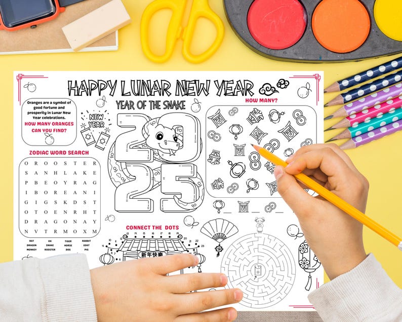 Lunar New Year Kids Printable Activity Sheet, Chinese New Year, Year of ...