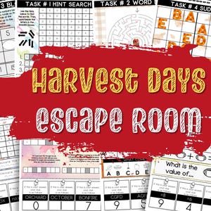 Autumn Harvest Adventure Escape Room, Printable Escape Room Kit ...