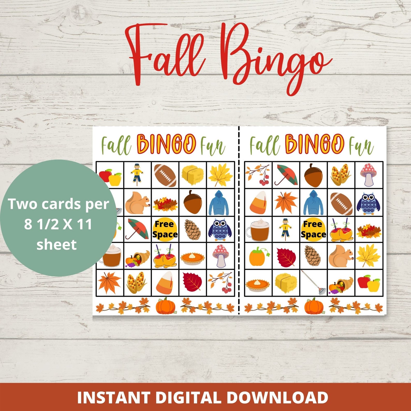 Printable Fall/autumn Bingo Thanksgiving Game Thanksgiving - Etsy