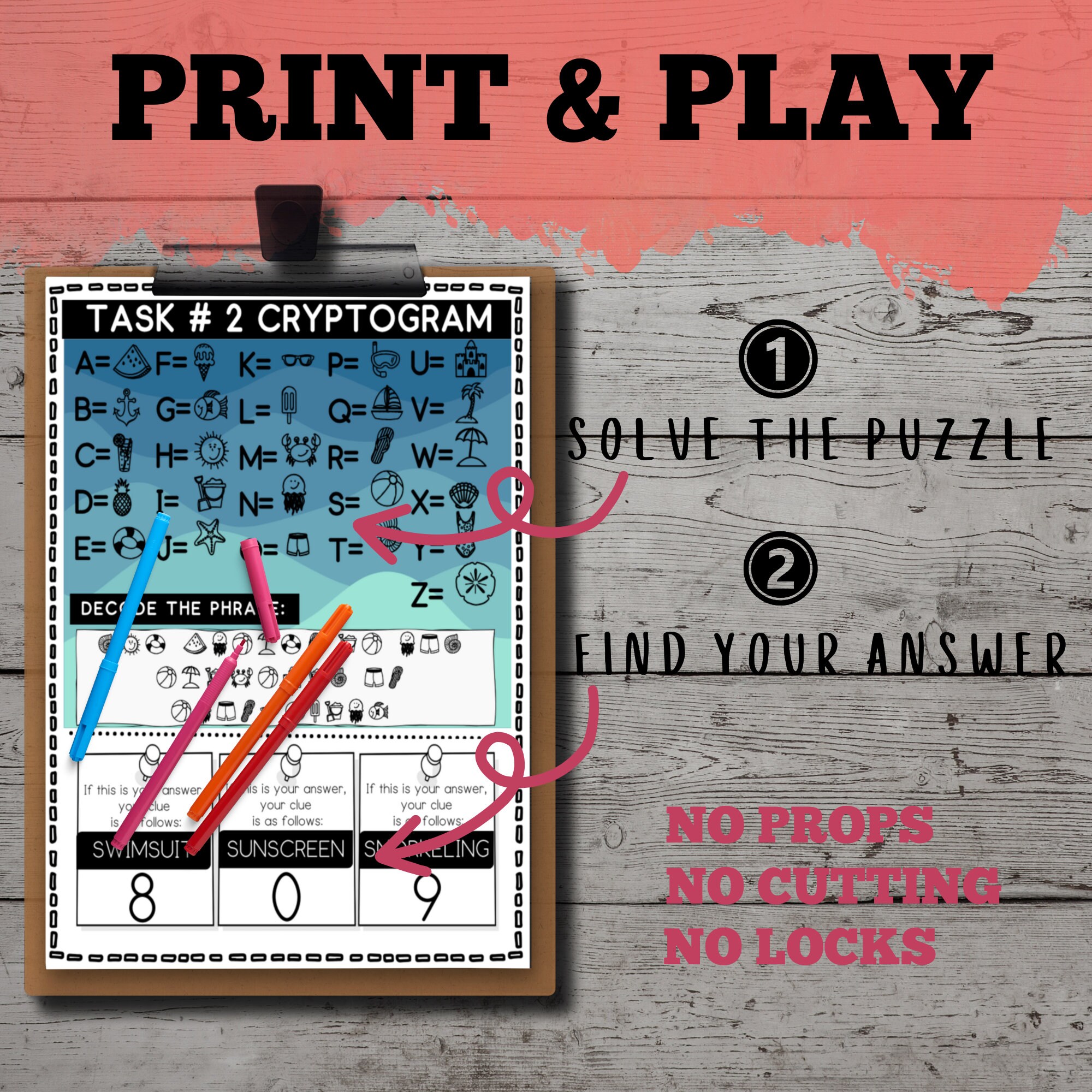 Beach Adventure Escape Room, Printable Escape Room Kit, Instant ...