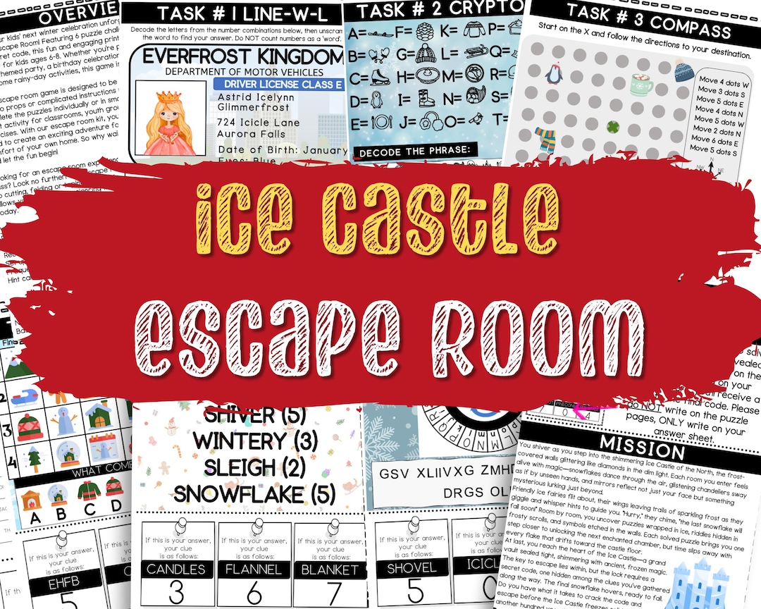 Winter Adventure Ice Castle Escape Room Kit, Kids & Family (printable ...