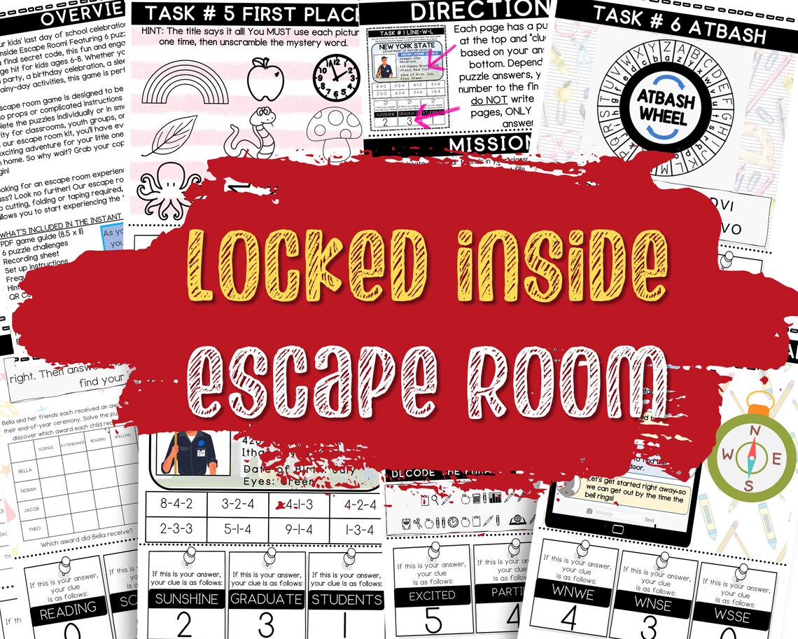 Last Day of School Escape Room, Printable Escape Room Kit, Instant ...