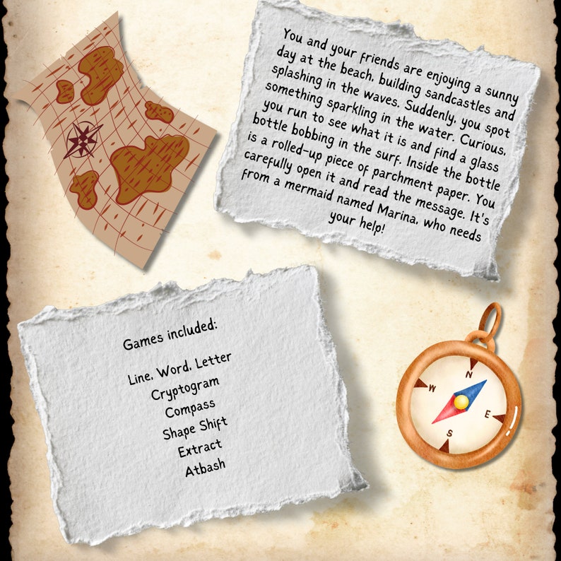 Beach Adventure Escape Room, Printable Escape Room Kit, Instant ...