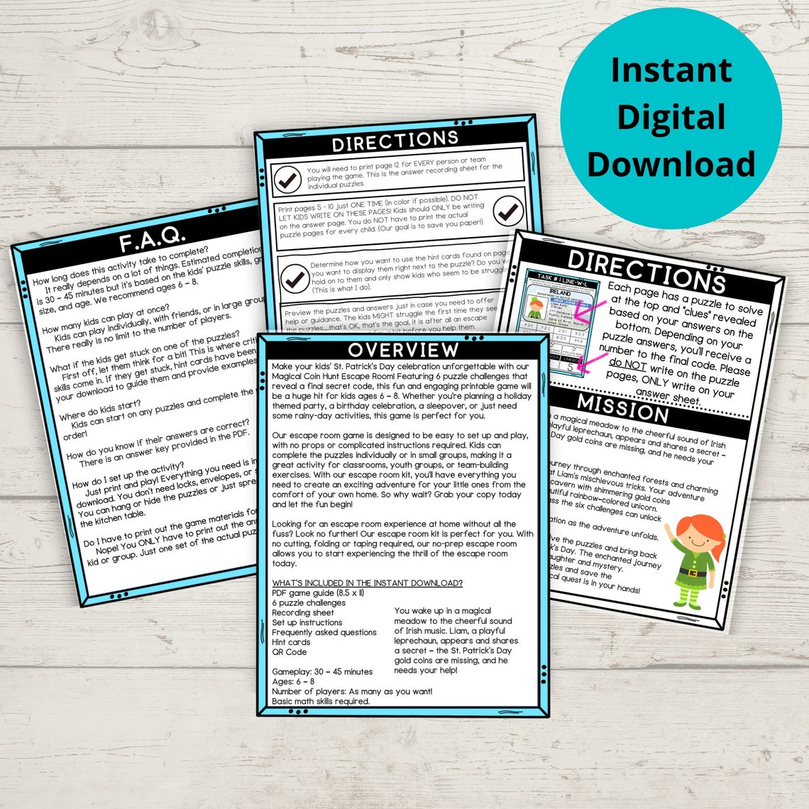 St. Patrick's Day Escape Room, Kids St. Patrick's Day Game, Escape Room ...