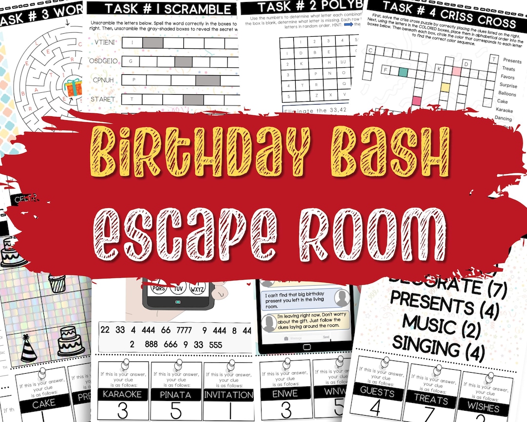 Kids Birthday Escape Room, Printable Escape Room Kit, Instant Download ...