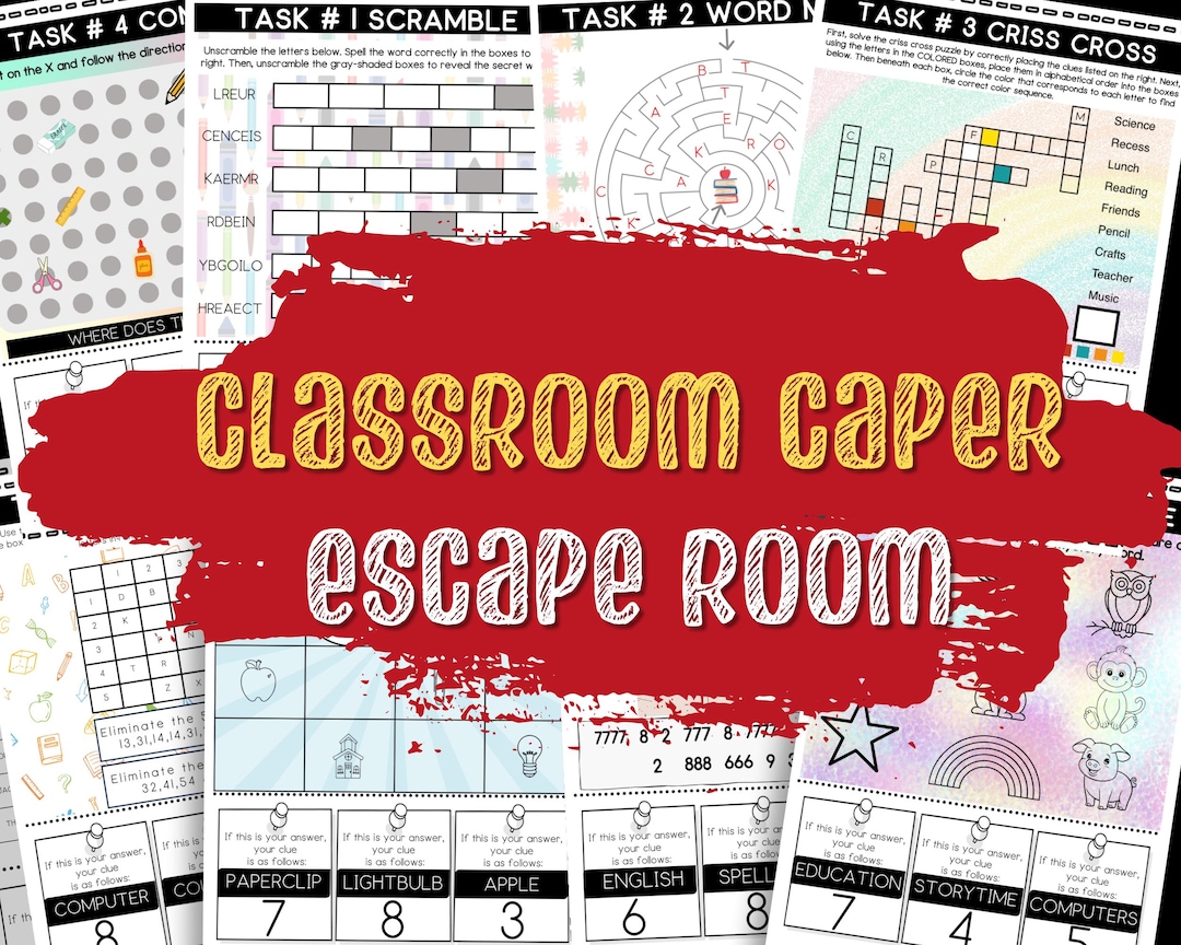 Back to School Escape Room Kit, Classroom Caper (printable, Instant ...