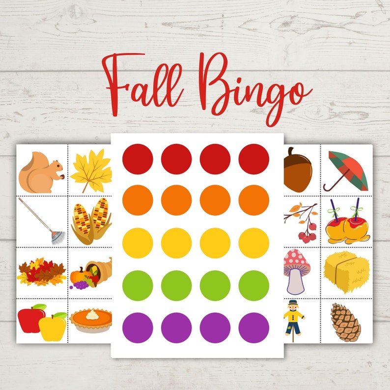 Printable Fall/autumn Bingo Thanksgiving Game Thanksgiving - Etsy