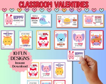 Printable Valentine Cards | Classroom Valentines | Cute Animal Pun ...